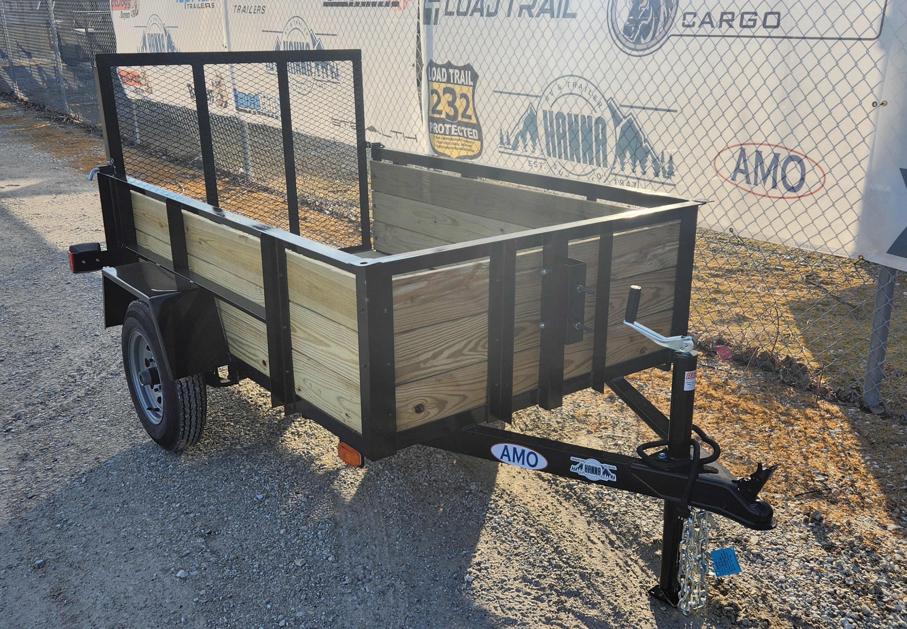 AMO 4 X 6 Steel Utility Trailer with Ramp Gate and 20" Solid Wood Sides ...