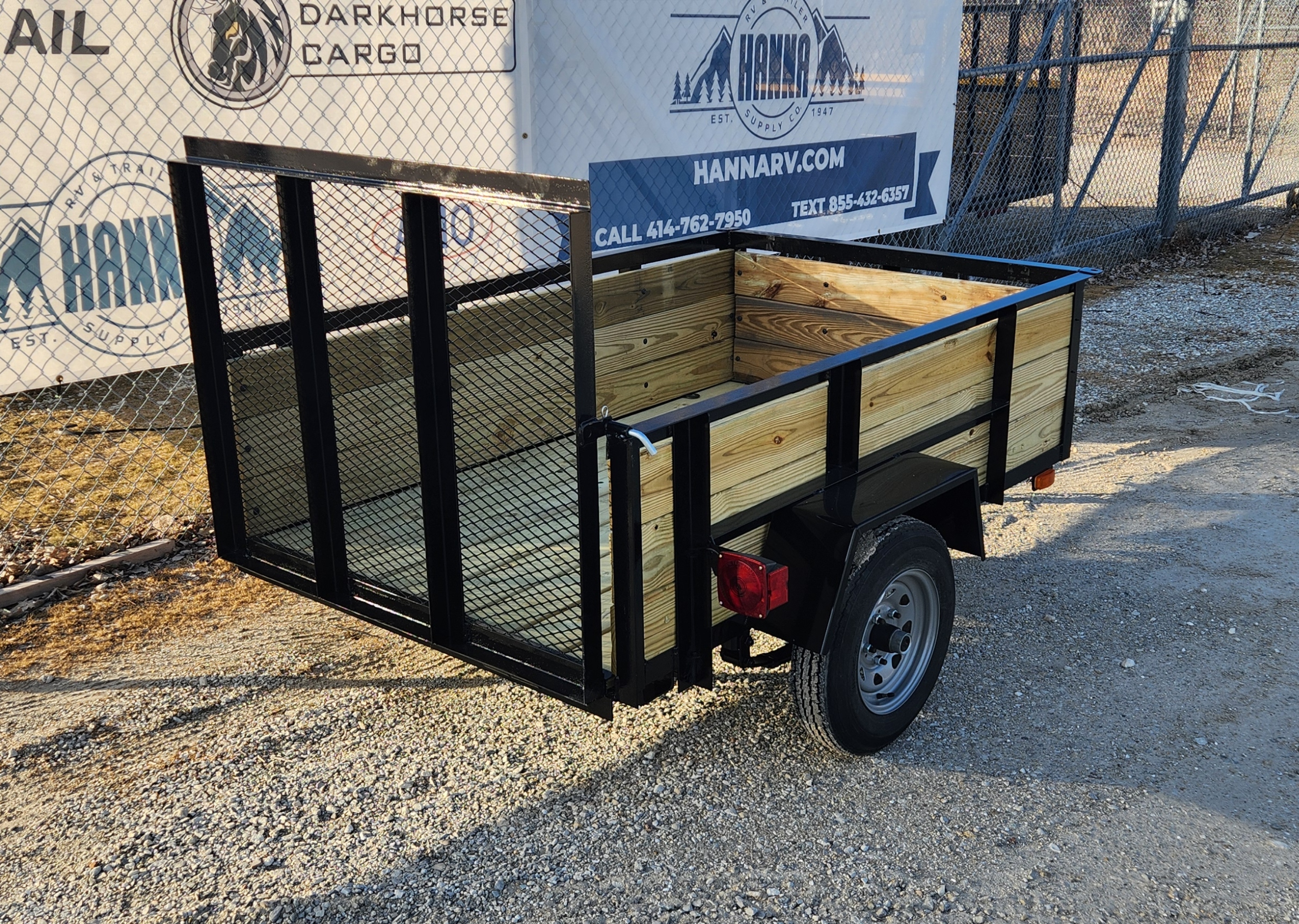 AMO 4 X 6 Steel Utility Trailer with Ramp Gate and 20" Solid Wood Sides ...