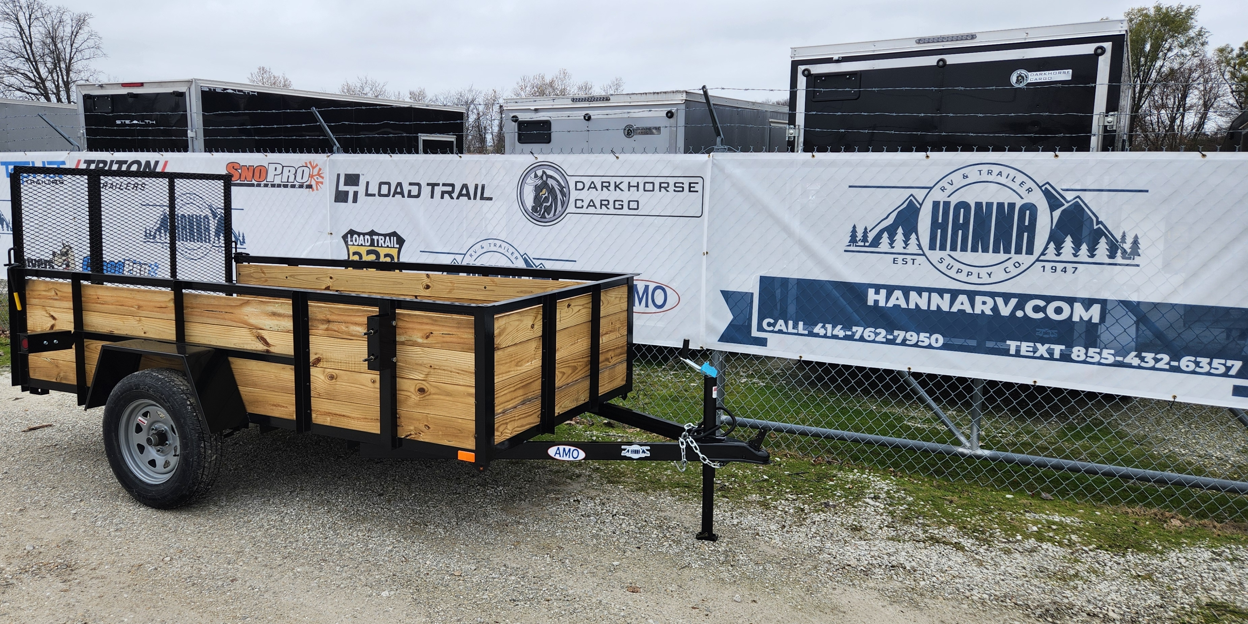 AMO 5 X 10 Steel Utility Trailer with Ramp Gate and 24" High Solid Wood ...