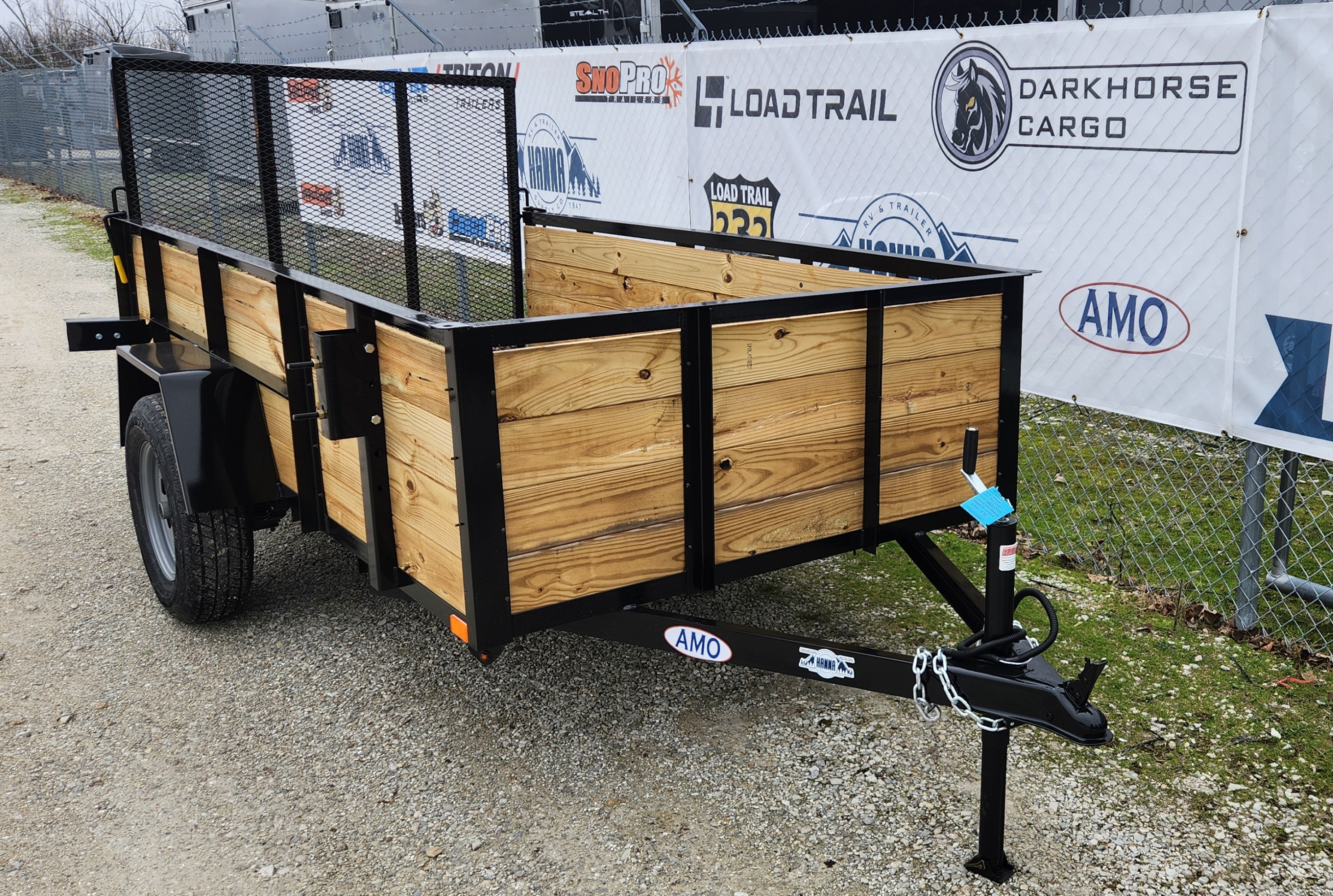 AMO 5 X 10 Steel Utility Trailer with Ramp Gate and 24" High Solid Wood ...