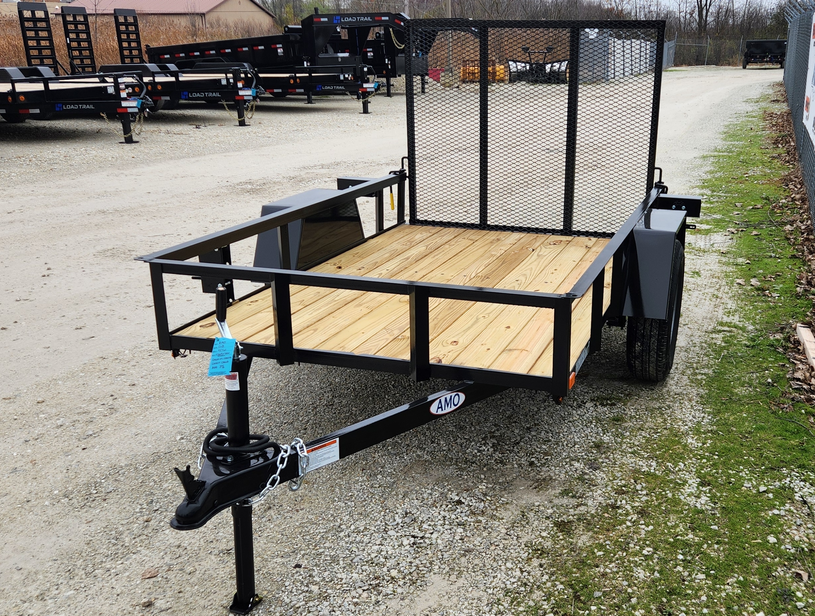 AMO 5 X 8 Steel Utility Trailer with Ramp Gate and 12" High Side Rails ...