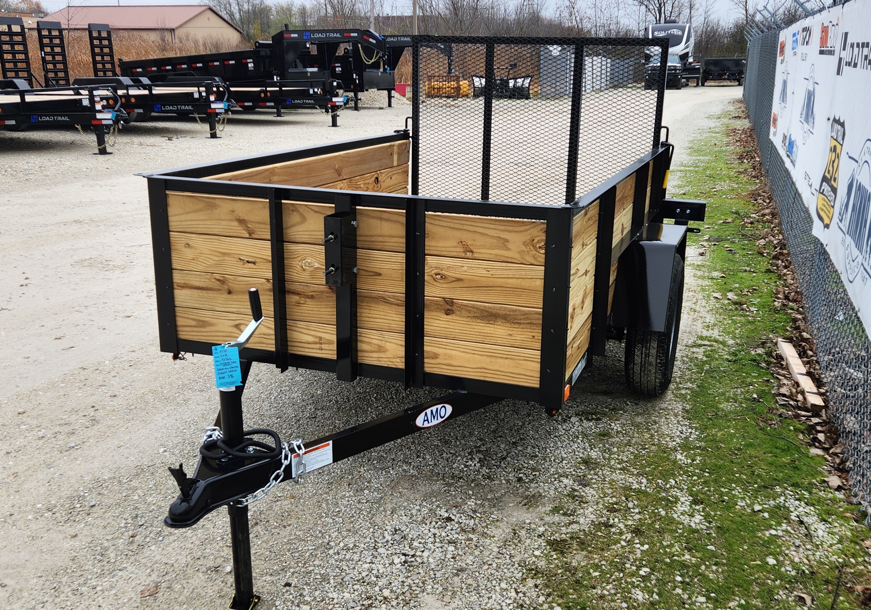 AMO 5 X 8 Steel Utility Trailer with Ramp Gate and 24" High Solid Wood ...