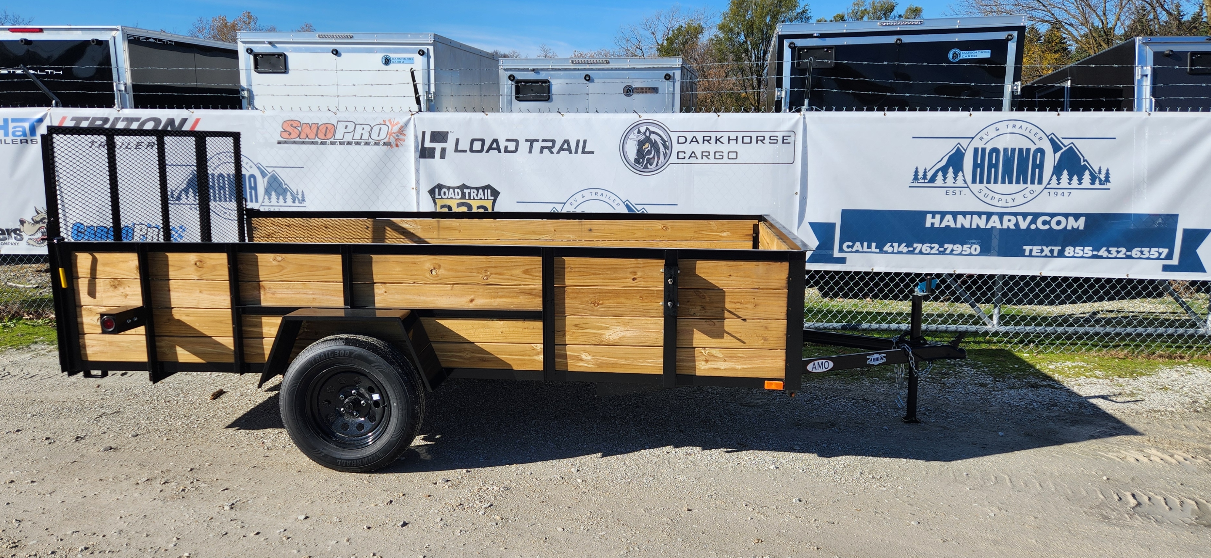 AMO 76" X 12' Steel Utility Trailer with Spring Assist Ramp Gate and 24 ...