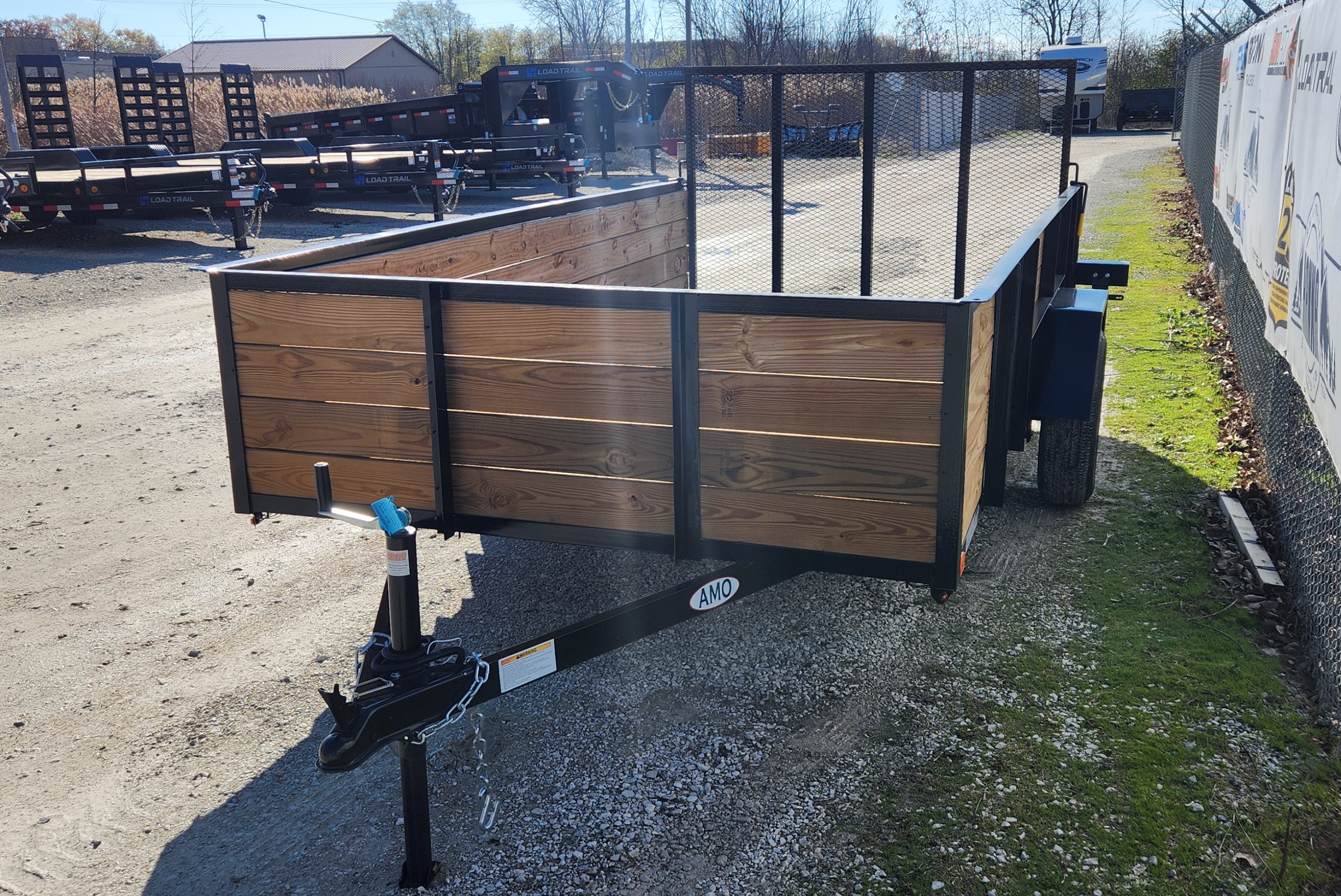 AMO 76" X 12' Steel Utility Trailer with Ramp Gate and 24" High Solid ...