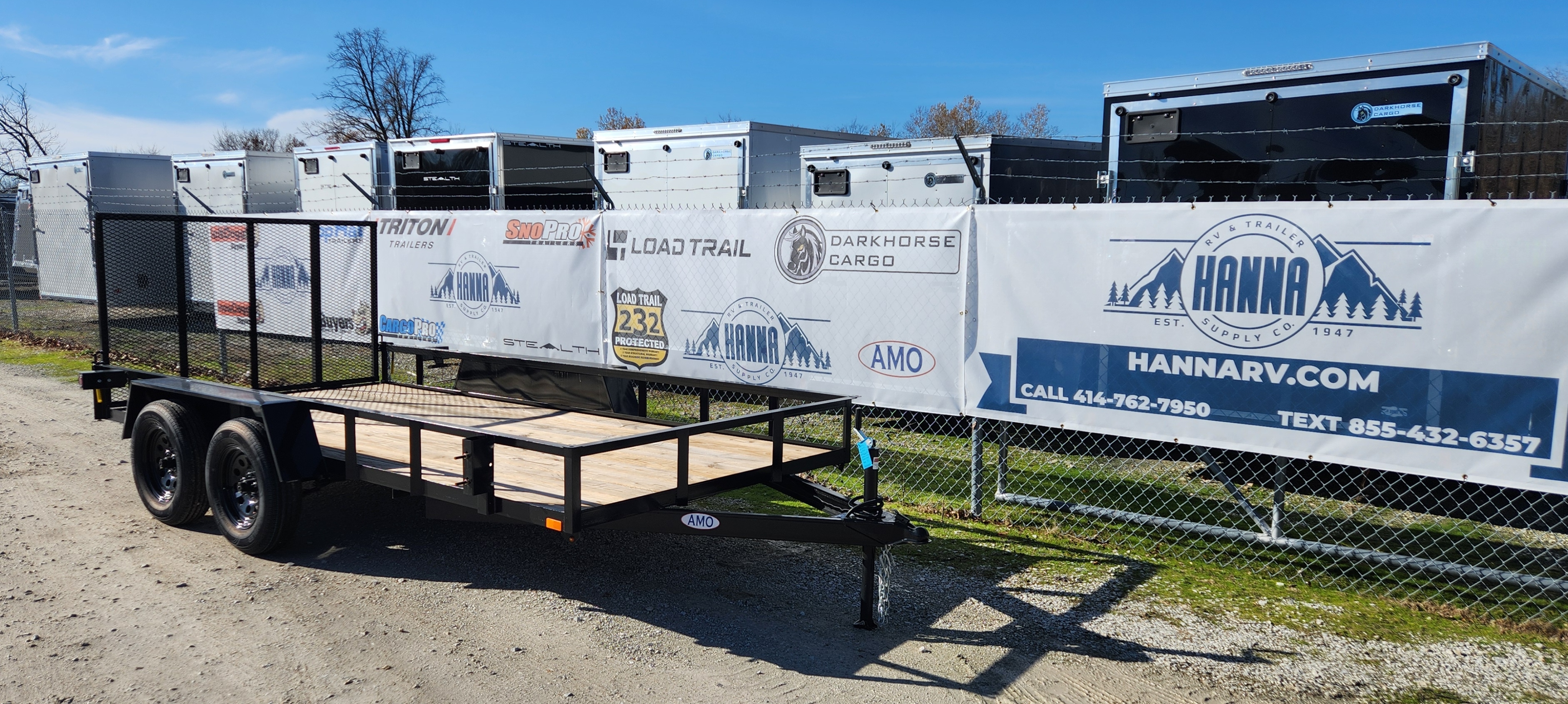 AMO 76" X 14' Steel Tandem Axle Utility Trailer with Ramp Gate and ...