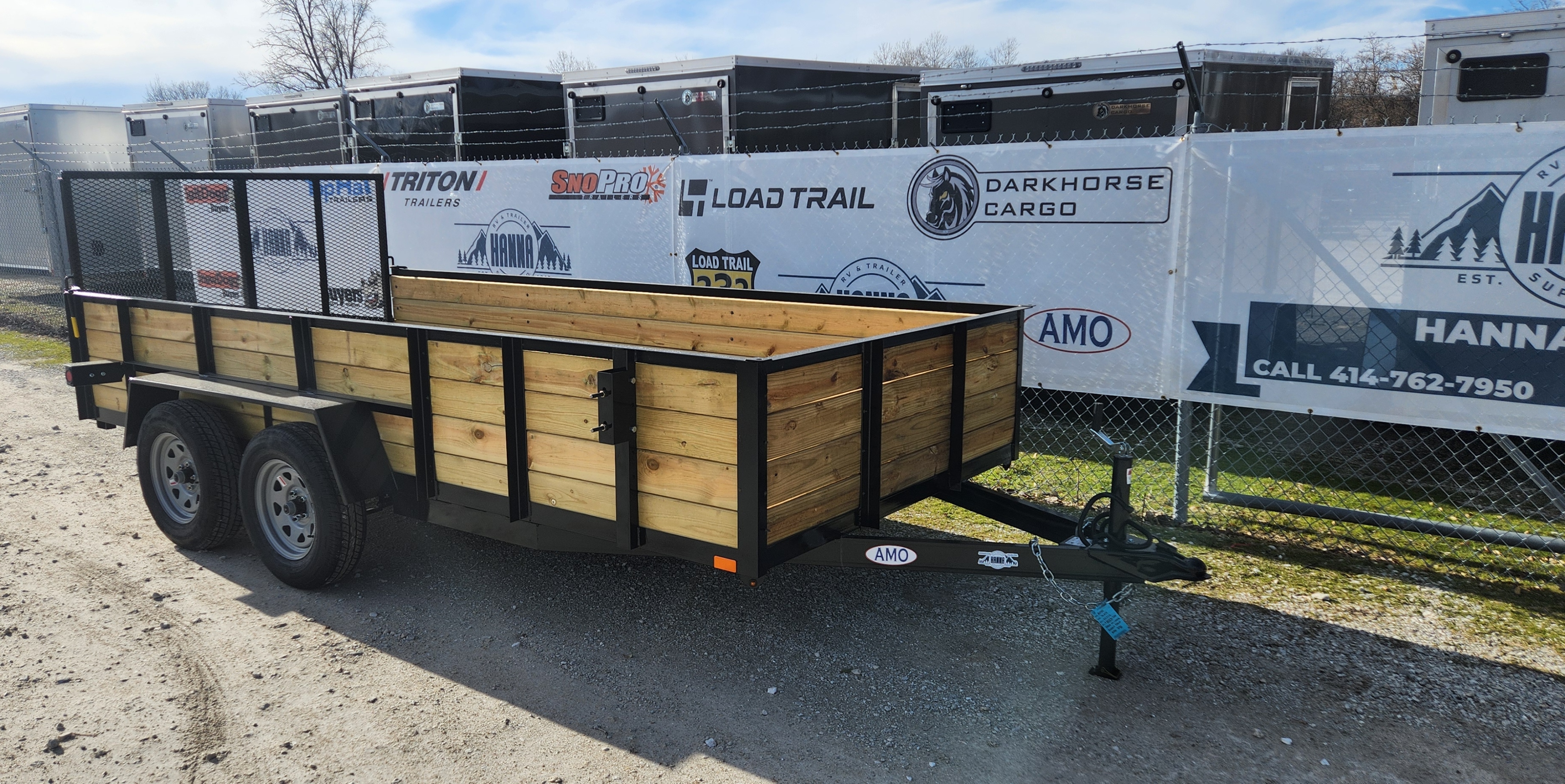 AMO 76" X 14' Tandem Axle Steel Utility Trailer with Ramp Gate and 24 ...