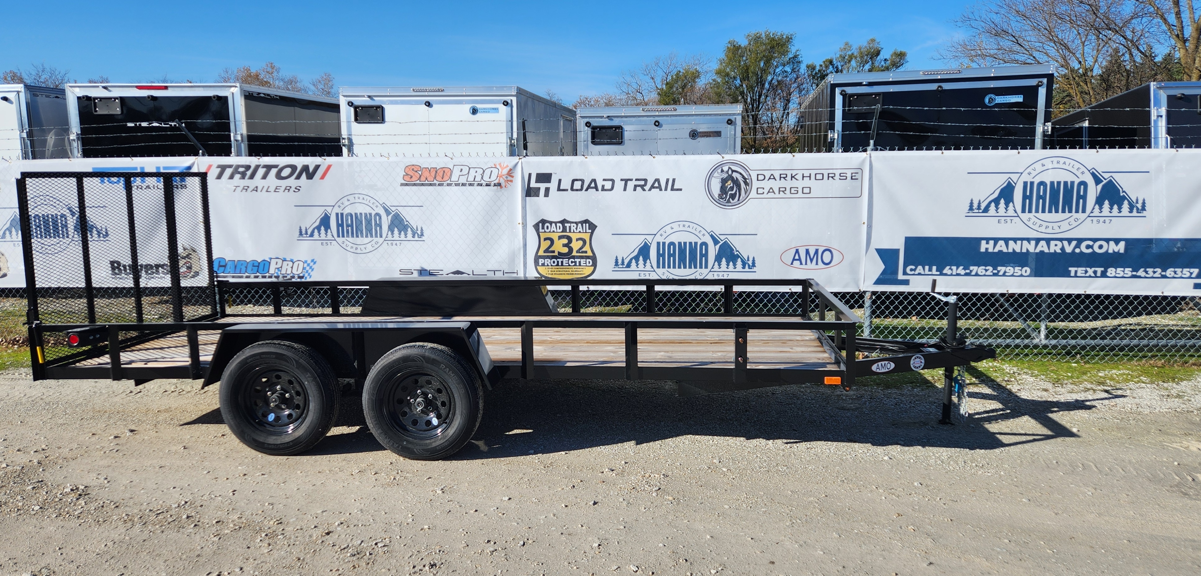 AMO 76" X 16' Steel Tandem Axle Utility Trailer with Ramp Gate and 12 ...