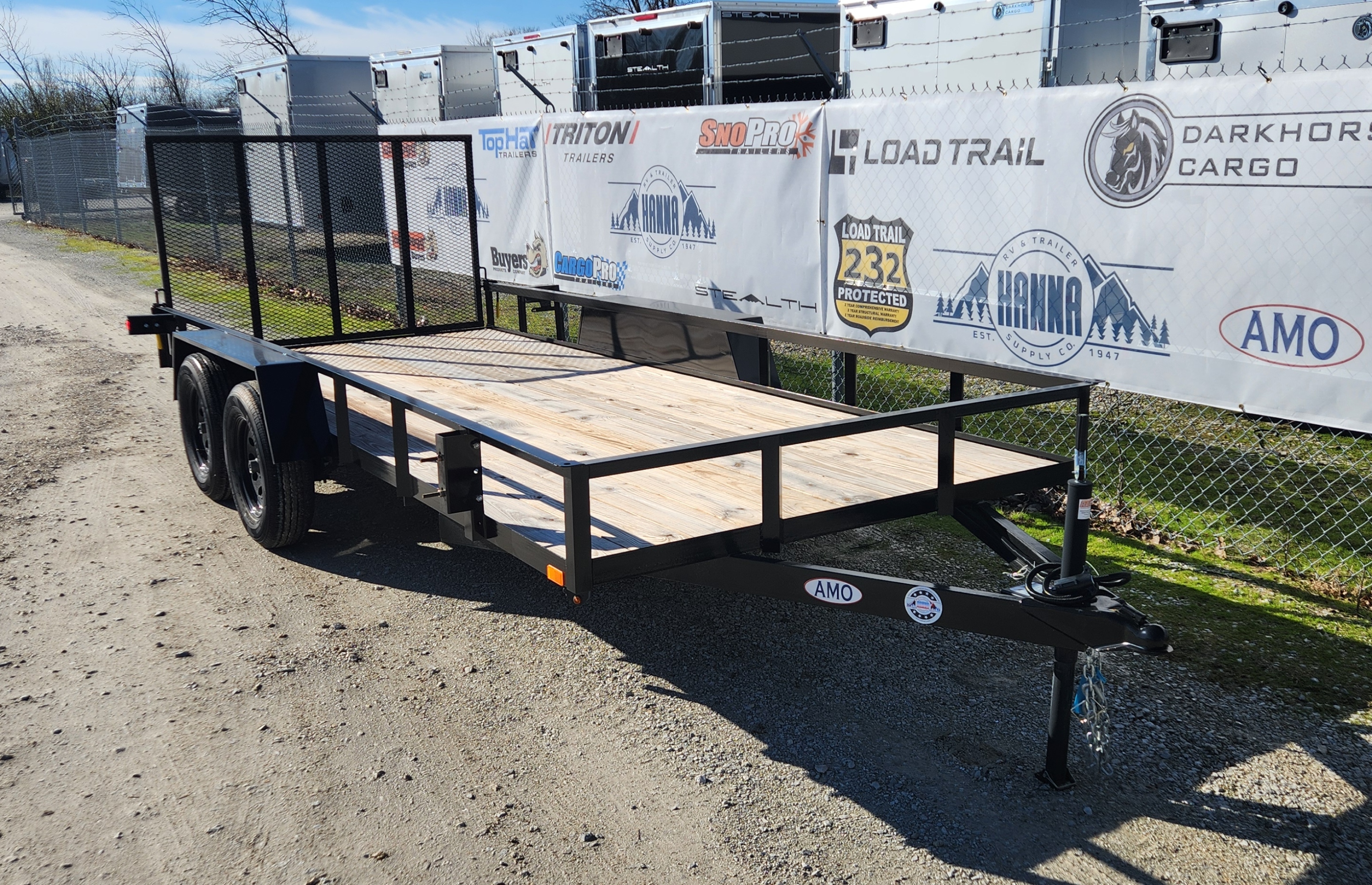 AMO 76" X 16' Steel Tandem Axle Utility Trailer with Ramp Gate and 12 ...