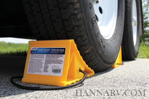 Camco Wheel Chock with Rope 2 Pack - 44472 | Hanna Trailer Supply