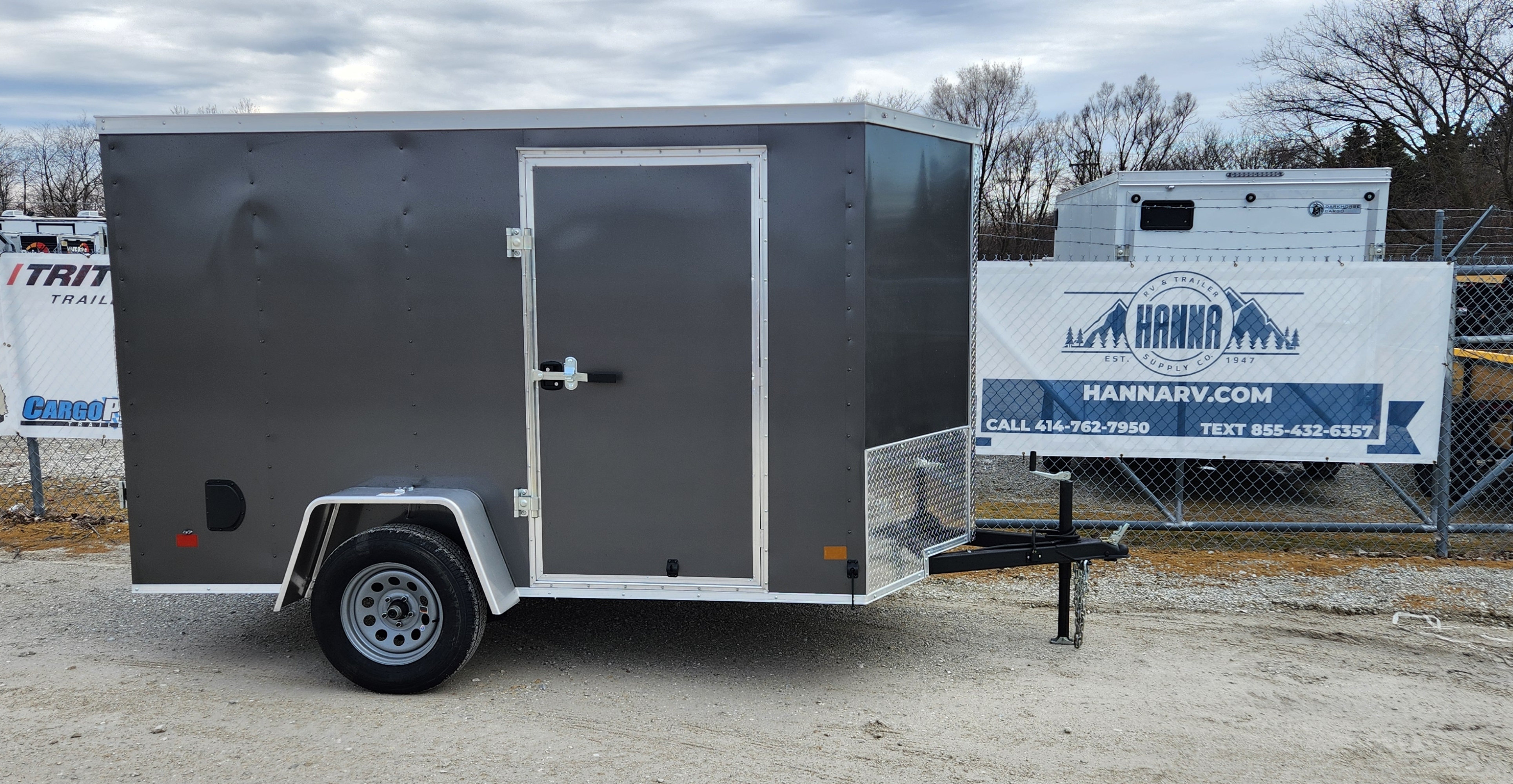 DarkHorse 6X10 Wedge Nose Single Axle Steel Cargo Trailer with Ramp ...
