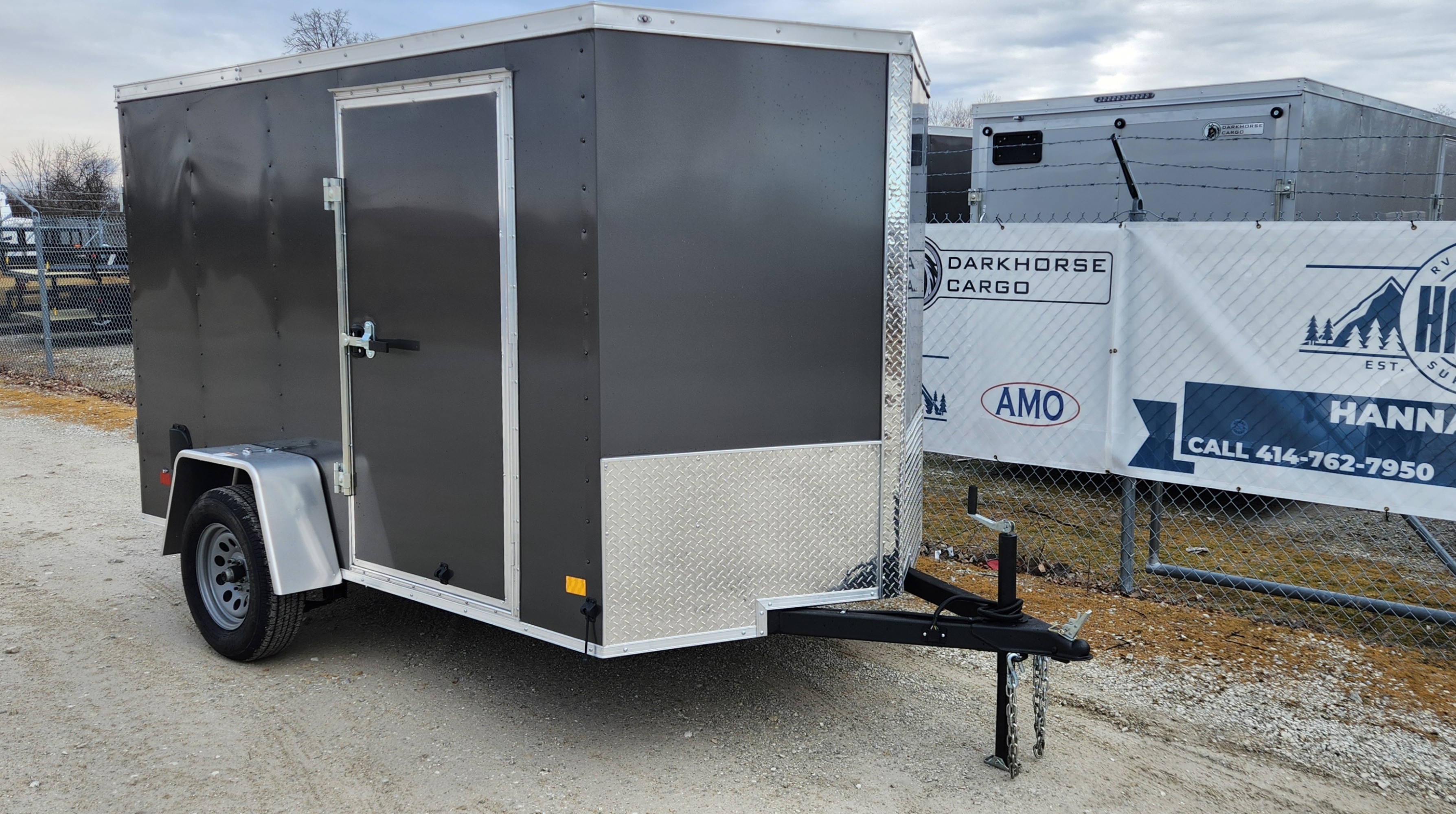 DarkHorse 6X10 Wedge Nose Single Axle Steel Cargo Trailer with Ramp ...
