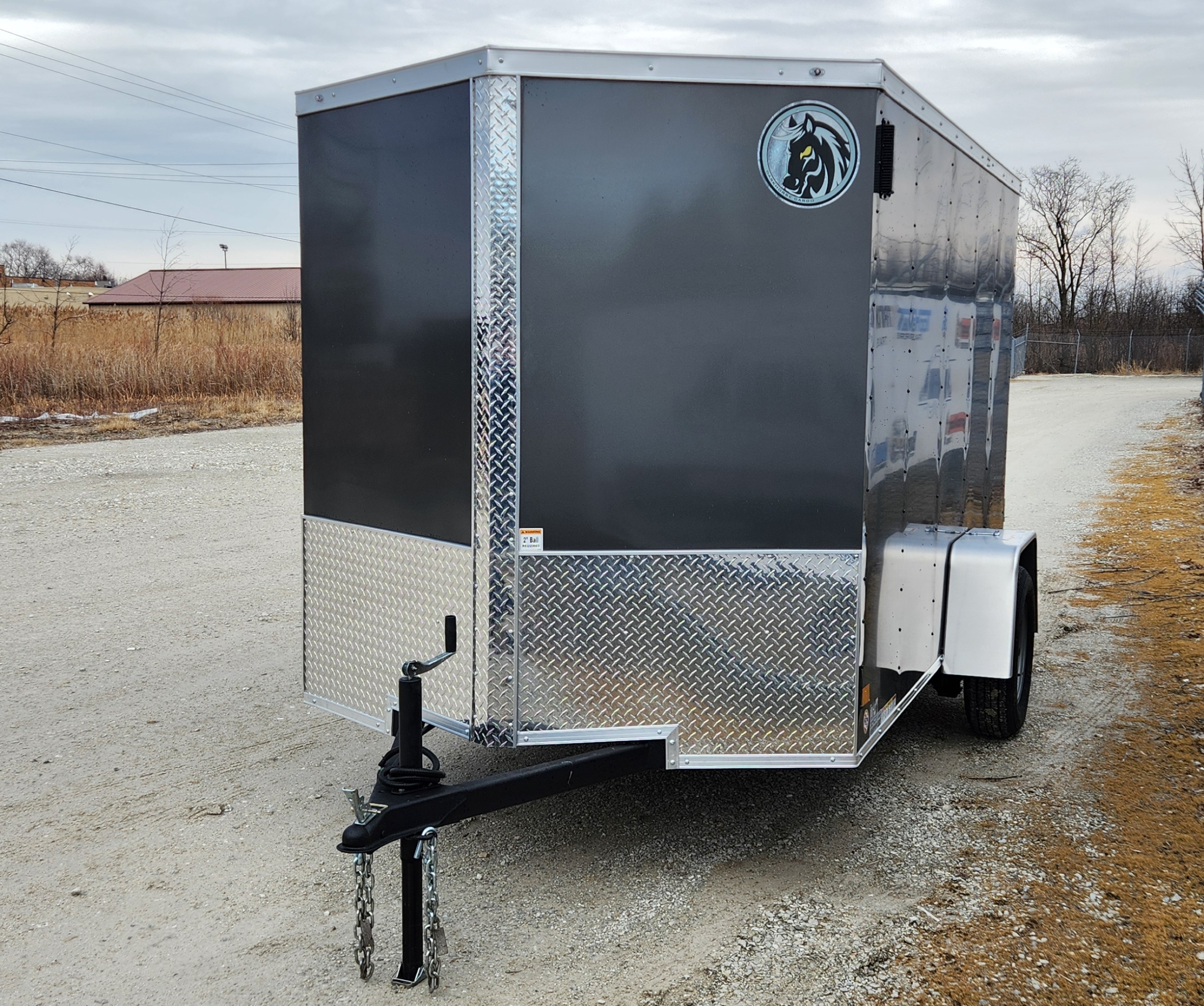 DarkHorse 6X10 Wedge Nose Single Axle Steel Cargo Trailer with Ramp ...