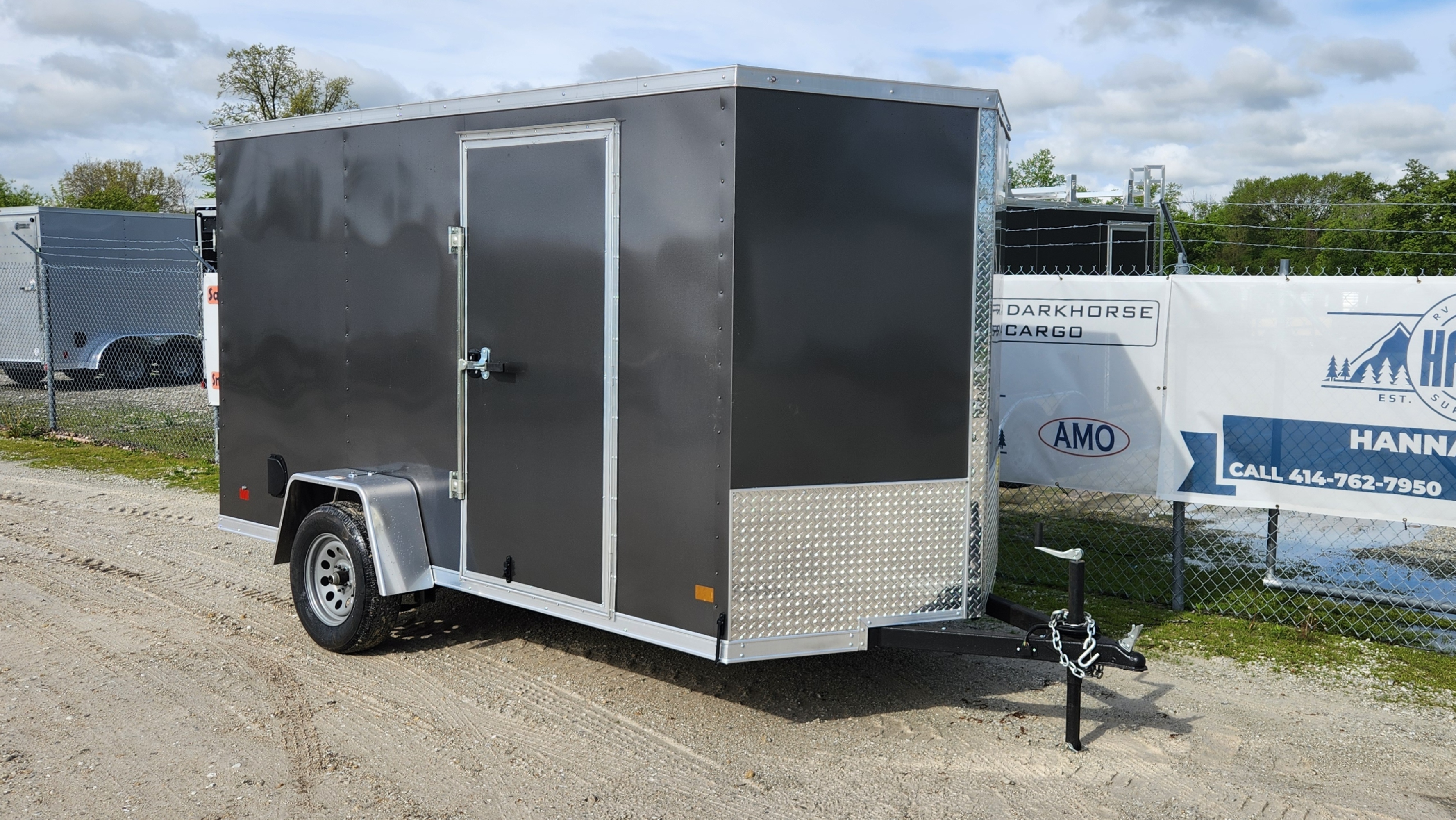 DarkHorse 6X12 Wedge Nose Single Axle Steel Cargo Trailer with Ramp ...
