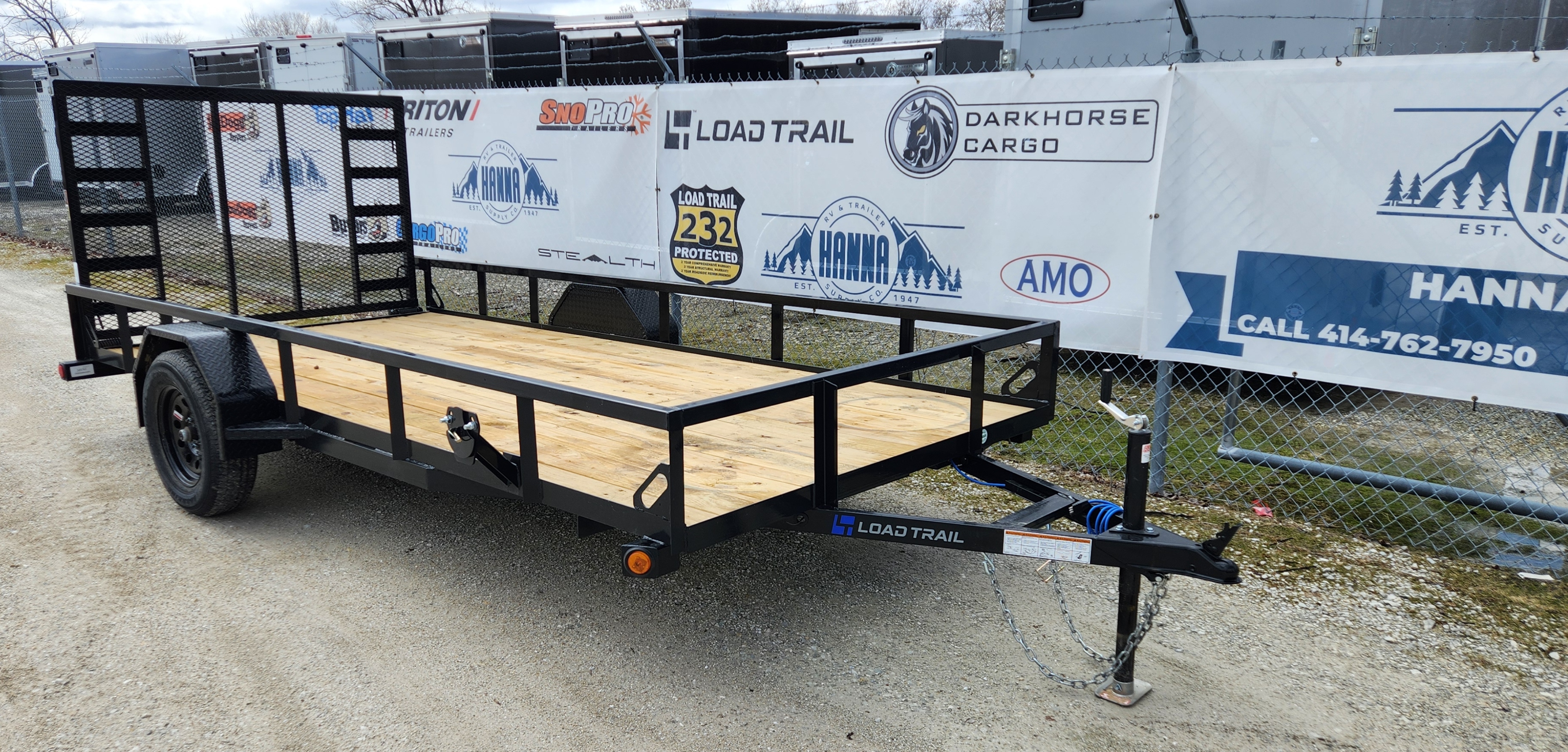 Load Trail 77" X14' Single Axle Steel Angle Frame Utility Trailer with ...