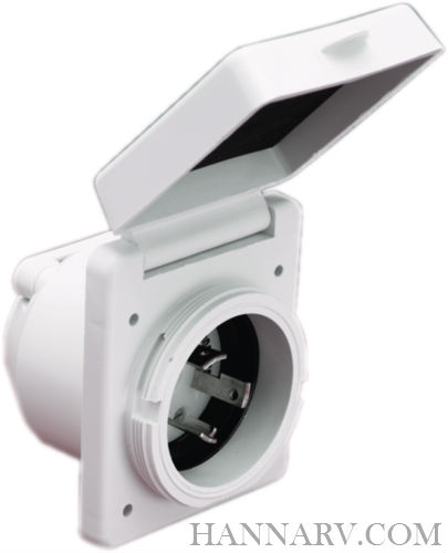 Marinco RV 30 Amp Power Inlet | White With Stainless Steel Trim ...