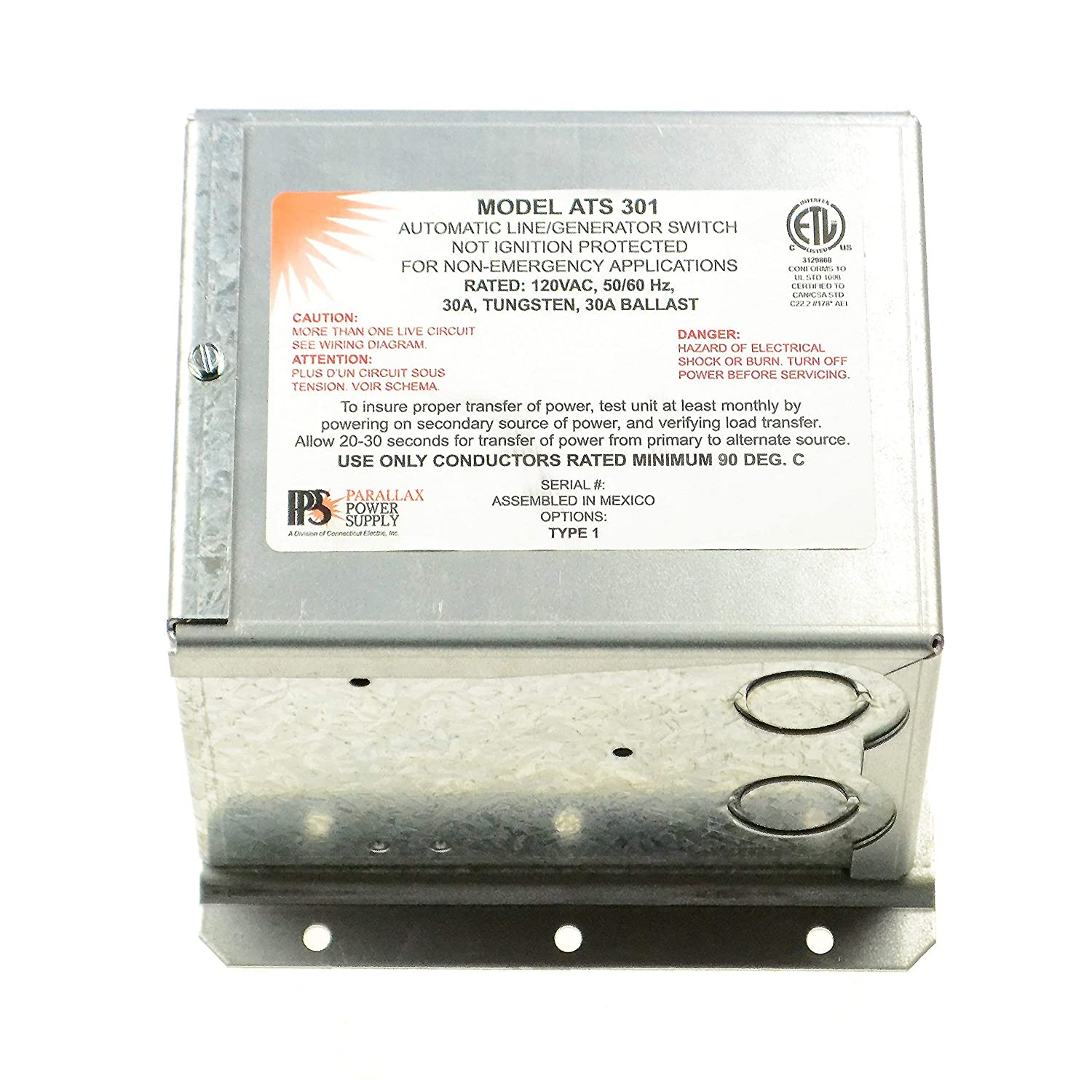 Parallax Power Supply | ATS-301 | 30 Amp 120 Volt Generator Switch ...