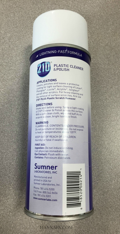 Sumner Laboratories 210 Plastic Cleaner, Plastic Polish, plastic ...