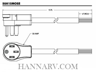 TRC | 50A15MOSE | 15 Foot 50 Amp Flexible ROJ Power Cord | Hanna ...
