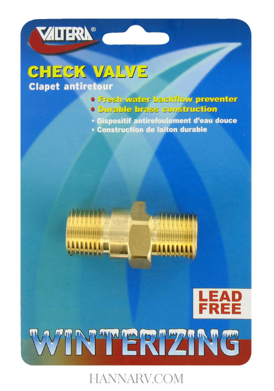 Valterra P23415LFVP 1/2 Inch Brass MPT x MPT Check Valve | Hanna ...