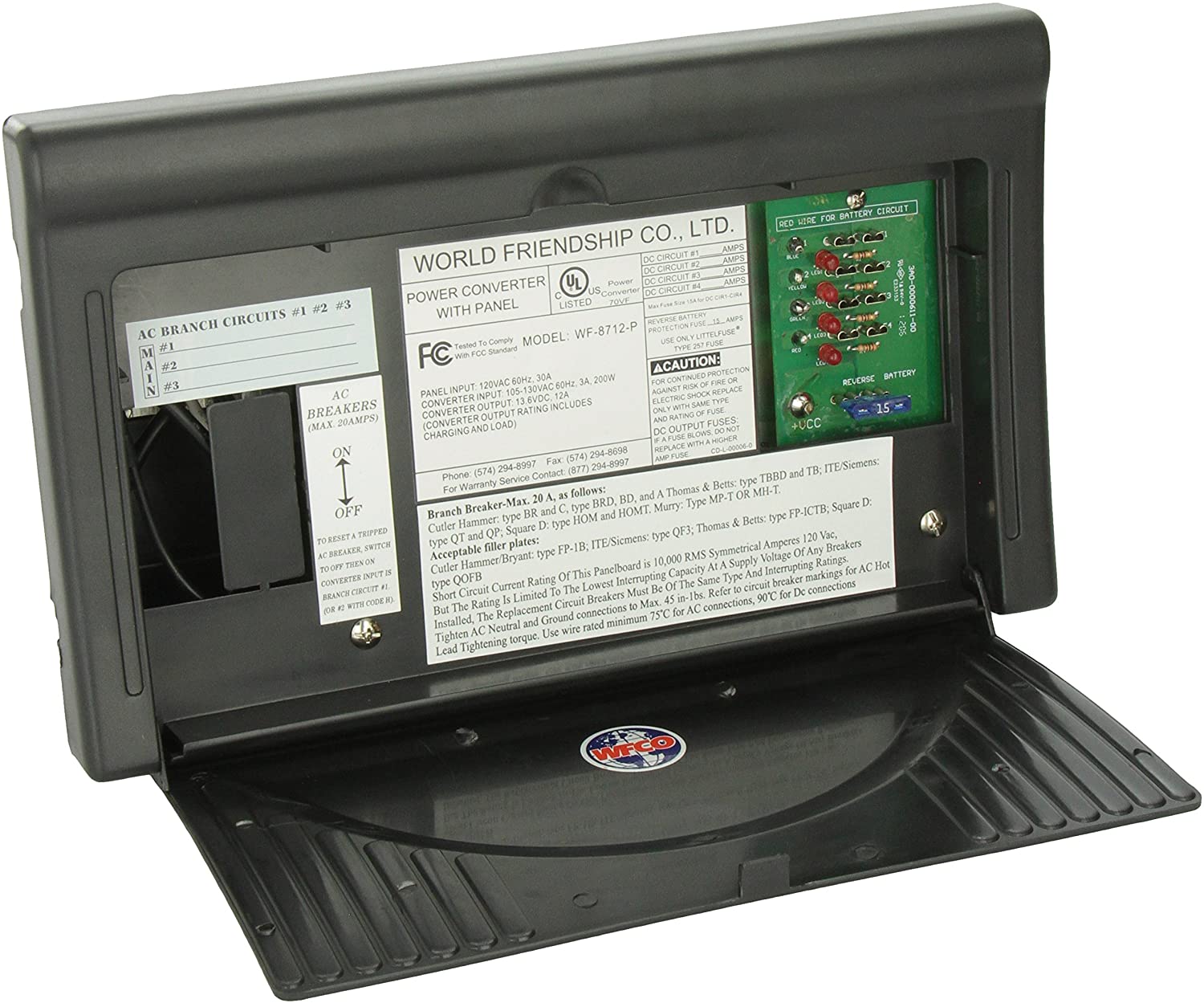 WFCO Black WF-8700 Series Power Center Converter Charger | 12 Amp ...